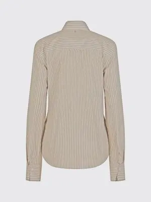 AMI Paris Striped Shirt With Ruffle Detail - Beige