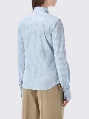 AMI Paris Striped Shirt With Ruffle Detail - Blue