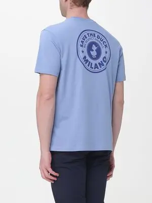 SAVE THE DUCK Cotton T-shirt With Logo - Gnawed Blue