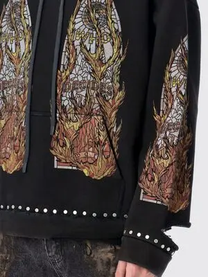 WHO DECIDES WAR Cotton Hoodie With Studded Accents And Graphic Print
