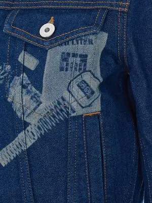 JEAN PAUL GAULTIER Cropped Abstract Print Denim Jacket