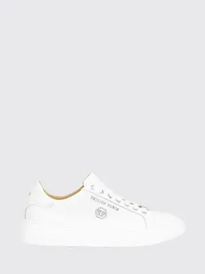Philipp Plein Low-top Lace-up Smooth Leather Sneakers With Round Toe - White