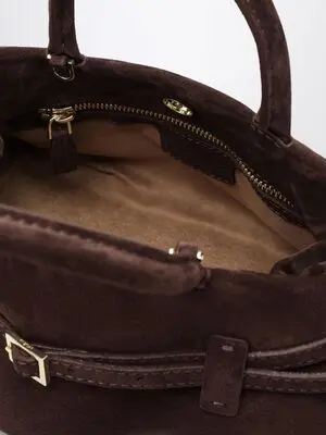 Manu Atelier Le Cambon 25 Suede Handbag With Shoulder Strap