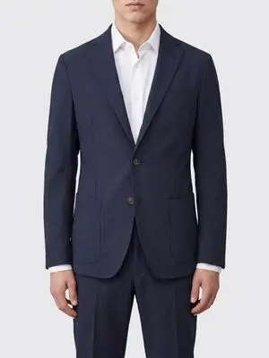 Eleventy Single-breasted Check Blazer With Peak Lapels And Patch Pockets - Blue