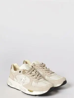 Premiata Mased Suede And Nylon Lace-up Sneakers - Beige