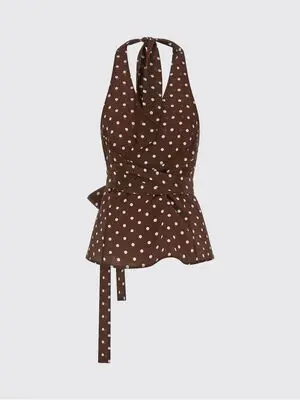 PAROSH Polka Dot Halter Neck Wrap Top