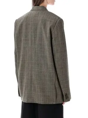 Soeur Single-breasted Check Wool-blend Blazer