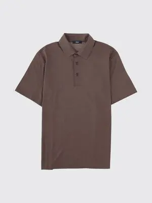 Herno Short-sleeve Cotton Polo Shirt With Three-button Placket - Dark