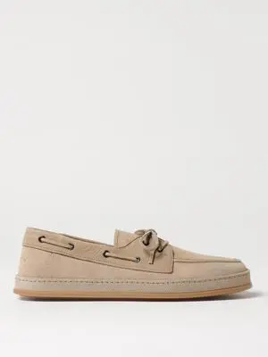 Hogan Leather And Suede Lace-up Boat Shoes - Beige