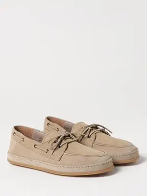 Hogan Leather And Suede Lace-up Boat Shoes - Beige
