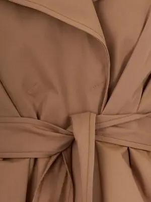 Herno Short Cotton Gabardine Trench Coat With Tie-waist Belt - Camel