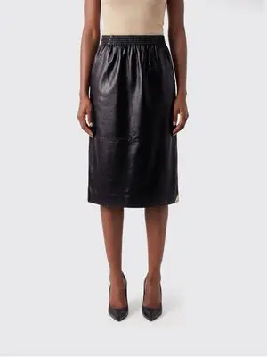 Chloé High-waisted Leather Pencil Midi Skirt With Elastic Waistband - Black