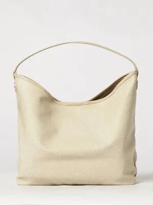 Borbonese Polka Dot Recycled Nylon Hobo Bag With Magnetic Closure - Sand
