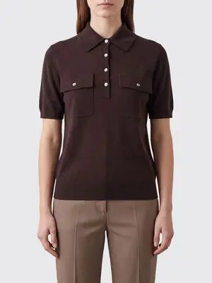 PAROSH P.a.r.o.s.h. Slim Fit Knit Polo In Wool, Silk And Cashmere - Brown