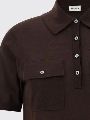 PAROSH P.a.r.o.s.h. Slim Fit Knit Polo In Wool, Silk And Cashmere - Brown
