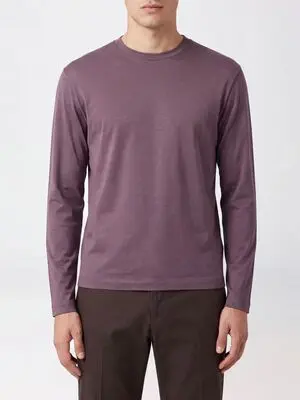 Herno Long-sleeve Crewneck T-shirt In Cotton Brown