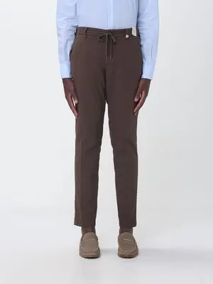 MYTHS Cotton Slim Fit Trousers With Drawstring - Dark
