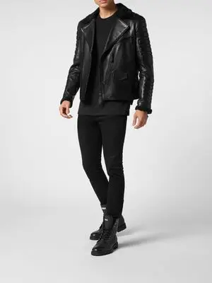 Philipp Plein Lambskin Biker Jacket