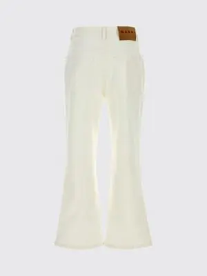 Marni High-waisted Flared Jeans In Cotton Denim With Lace Inserts