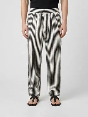 TOM FORD Striped Silk Wide Leg Trousers - Black