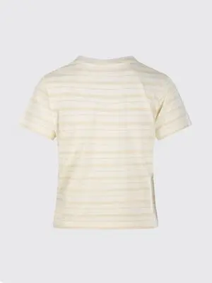 Maison Kitsuné Striped Cropped Lyocell T-shirt With Embroidered Logo