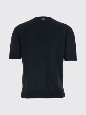 Herno Short-sleeve Crewneck T-shirt In Lyocell And Cotton Blend - Black
