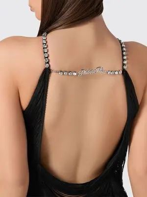 Philipp Plein Mini Dress With Fringes - Black