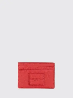 Marc Jacobs Grained Leather Card Holder With Zip Closure And Six Slots Red