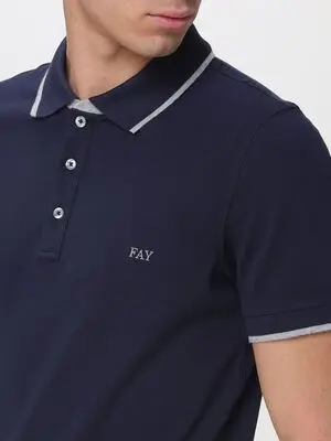 FAY Cotton Polo Shirt With Logo - Blue