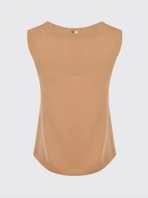 Herno Sleeveless V-neck Viscose Top - Camel