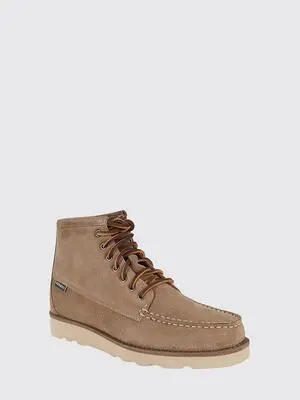 SEBAGO Suede Lace-up Ankle Boots With Moc Toe - Beige
