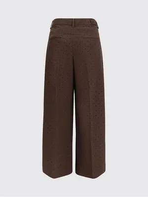 GANNI Wide Leg Trousers In Recycled Check And Polka Dot Fabric
