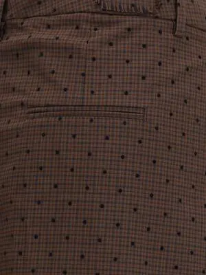GANNI Wide Leg Trousers In Recycled Check And Polka Dot Fabric