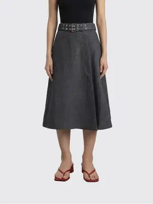 GANNI Recycled Wool Blend Skirt - Charcoal