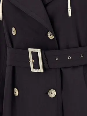Herno Double-breasted Water-repellent Cotton Trench Coat With Removable Hood