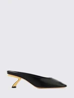 FERRAGAMO Smooth Leather Mules With Sculptural Mid-heel - Black