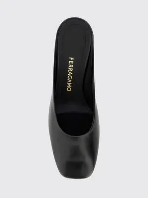 FERRAGAMO Smooth Leather Mules With Sculptural Mid-heel