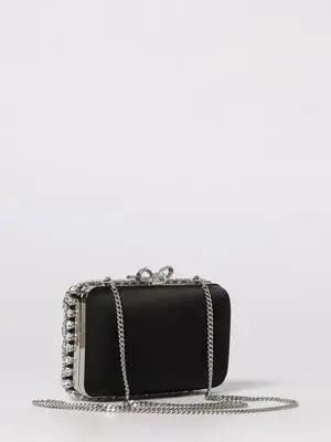 SELF-PORTRAIT Satin Clutch With Rhinestones