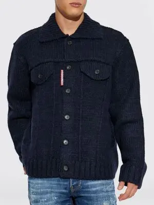 Dsquared2 Button-up Shawl Collar Jumper - Navy
