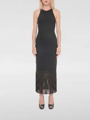 BOSS Jersey Midi Dress With Fringes - Black