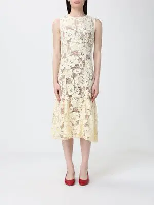 SELF-PORTRAIT Lace Midi Dress - Yellow