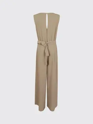 PAROSH Sleeveless Wide Leg Jumpsuit With Embellished Belt