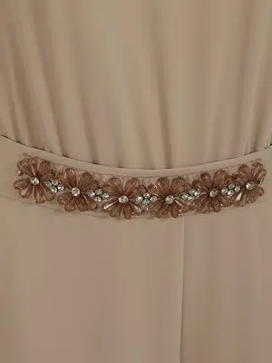 PAROSH Sleeveless Wide Leg Jumpsuit With Embellished Belt