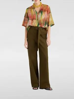 Momoni Abstract Print Silk V-neck Shirt