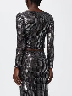 SELF-PORTRAIT Jersey Top With Rhinestones