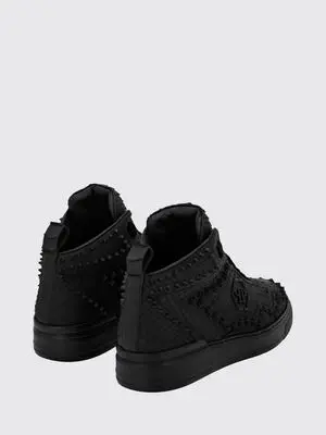 Philipp Plein Python Leather Sneakers With Star Studs - Black