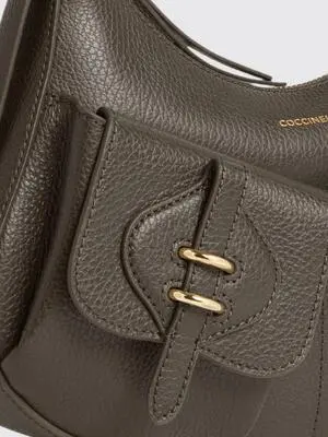COCCINELLE Mavery Grained Leather Shoulder Bag - Grey