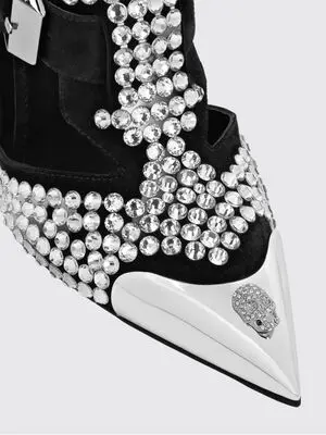 Philipp Plein Embellished Suede Pumps With Stiletto Heel - Silver