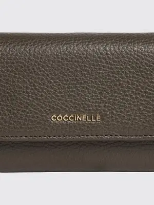 COCCINELLE Metallic Soft Tri-fold Grained Leather Wallet - Green