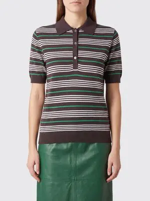 PAROSH Striped Knit Polo Shirt P.a.r.o.s.h. In A Wool, Silk And Cashmere Blend - Brown